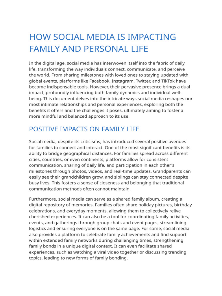 Social Media's Impact on Family Life | PDF | Social Media | Popular ...