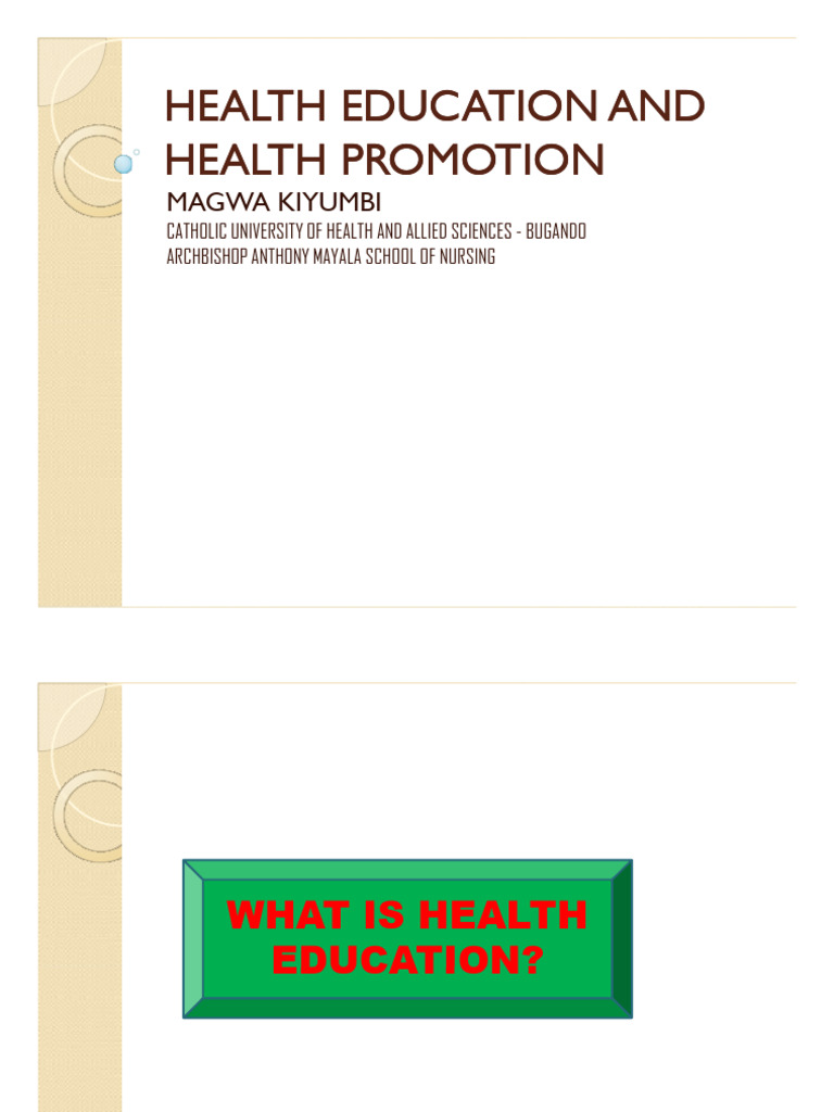Health Education and Promotion Overview | PDF | Learning | Health Education