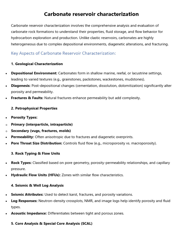 Carbonate Reservoir Characterization Guide | PDF | Porosity | Petroleum ...