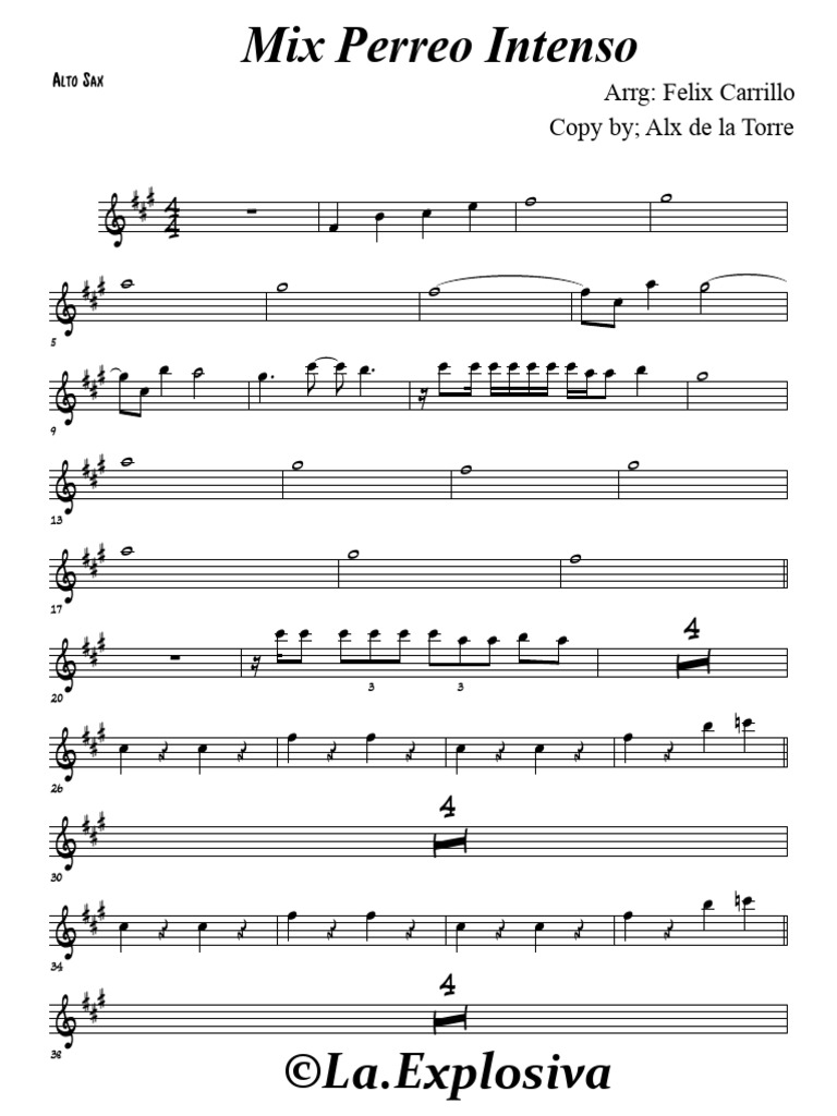 Mix Perreo Intenso - Alto Sax | PDF