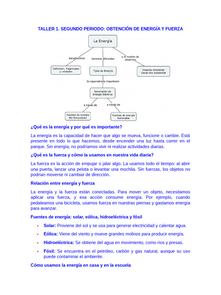 Taller 1 Energia y Fuerza | PDF | Fuerza | Energía eólica