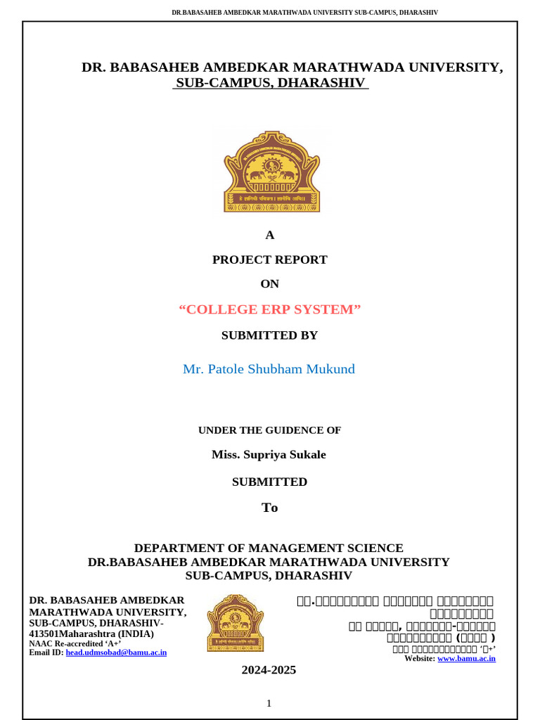 College Erp System Mca Final | PDF | Databases | Enterprise Resource ...