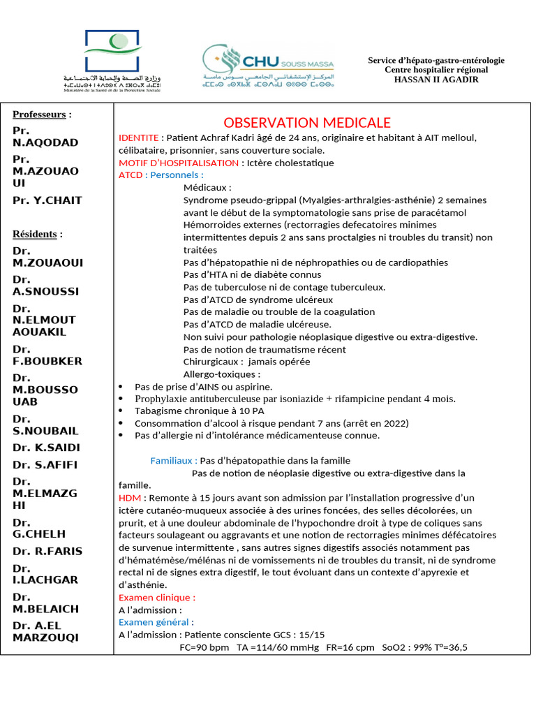 Hépatite aiguë chez un patient de 24 ans | PDF | Tuberculose | Médecine ...