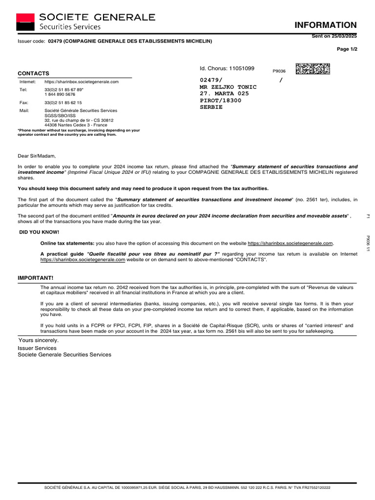 Summary Statement No. 2561 Ter | PDF