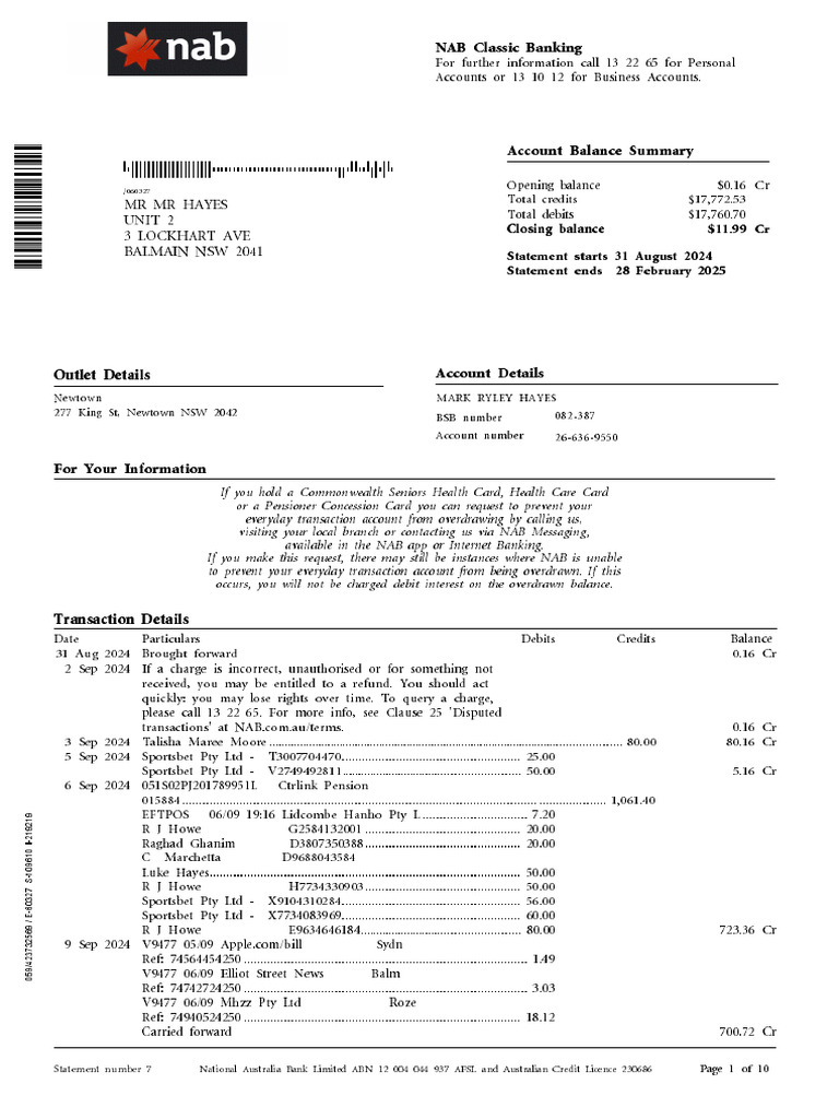 9550 20250228 Statement | PDF | Debit Card | Overdraft