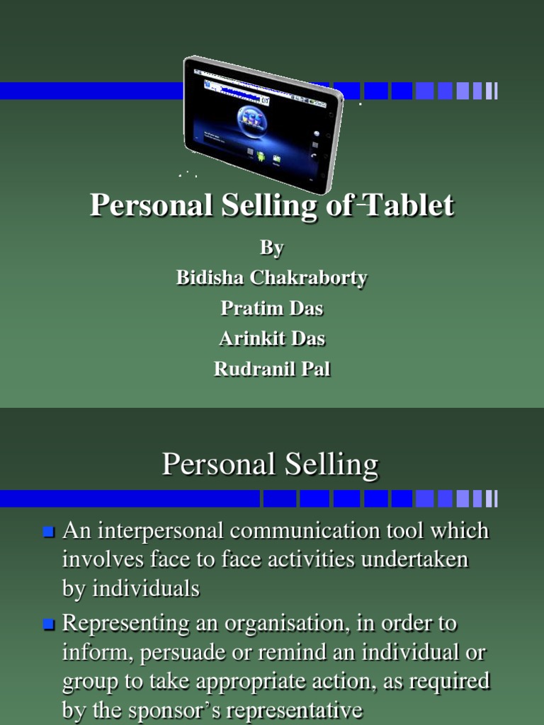 Personal Selling Strategies for Tablets | PDF | Career & Growth | Business