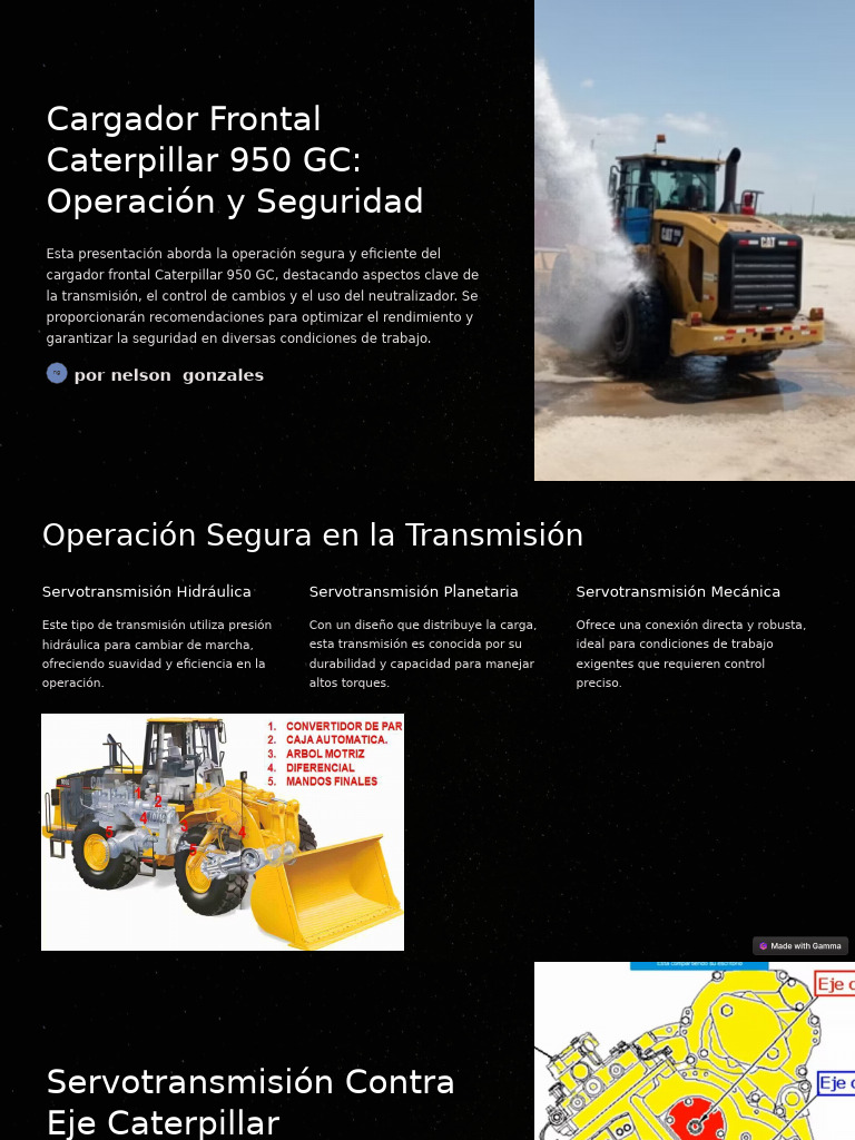 Cargador Frontal Caterpillar 950 GC Operacion y Seguridad | PDF | Cambiar | Engranaje