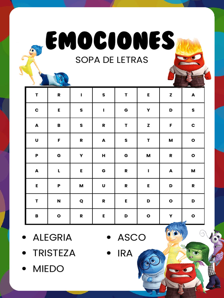 Sopa de Letras Emociones | PDF