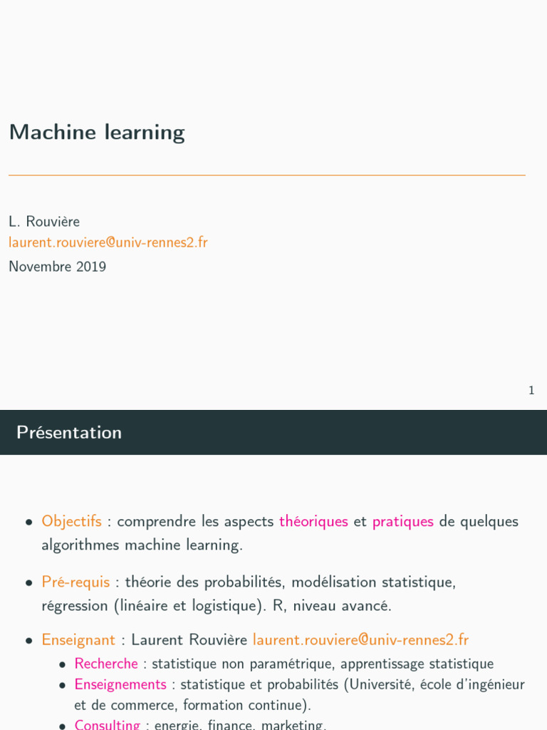Introduction au Machine Learning | PDF | Apprentissage automatique ...