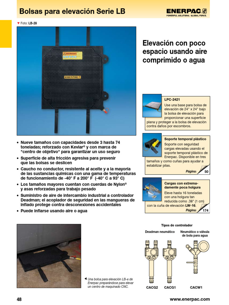 Enerpac Cilindros LevantamientoSistemas Bolsas para Elevacion Serie LB | PDF | Neumático ...