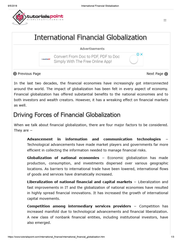 International Financial Globalization | PDF | Economic Globalization ...