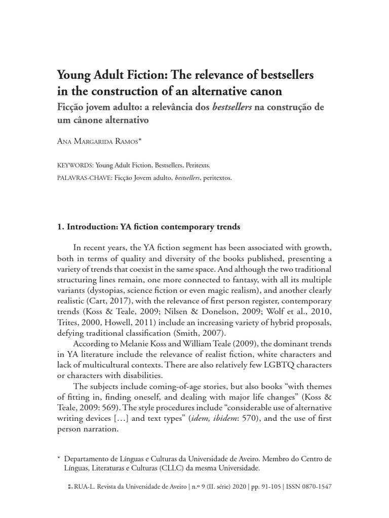 Young Adult Fiction The Relevance of Bestsellers in The Construction of ...