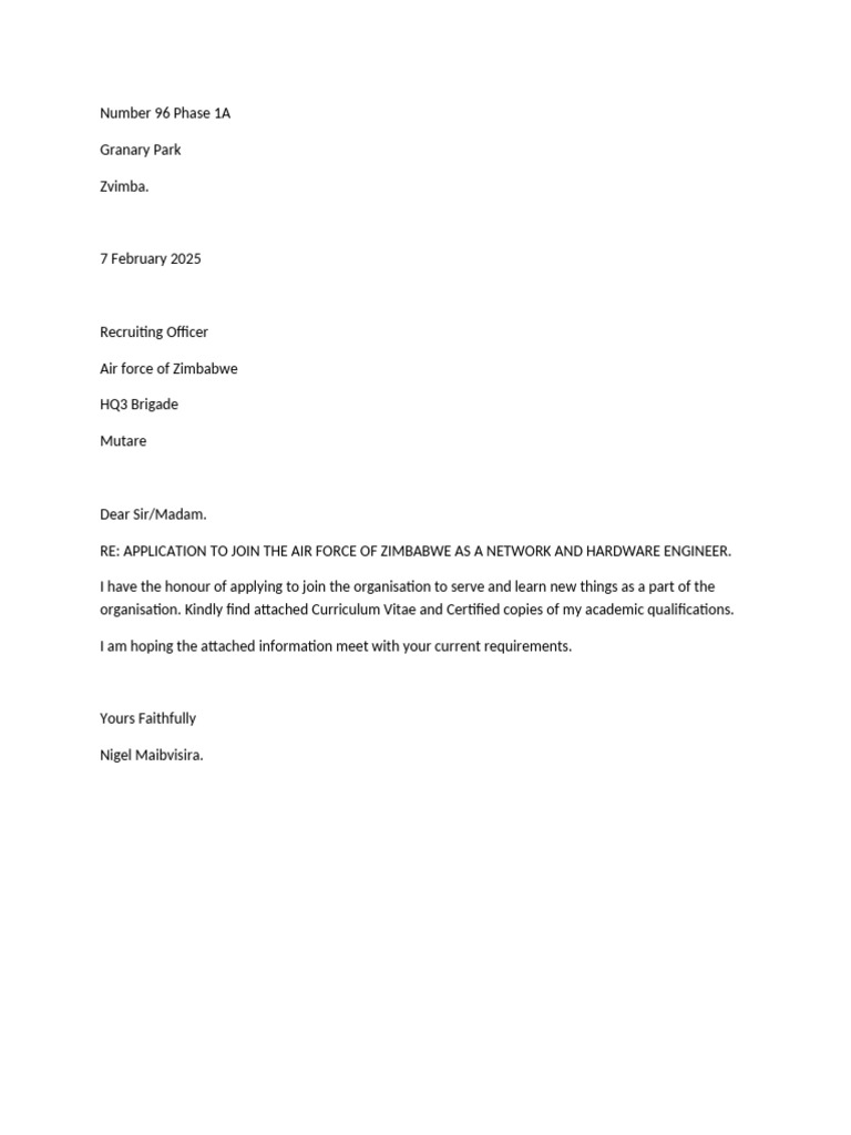 Application Letter For Nigel | PDF