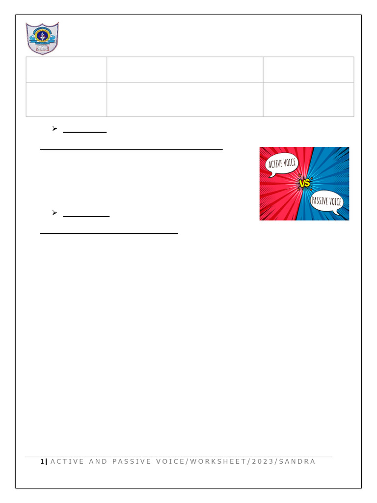Active and Passive Voice Worksheet | PDF