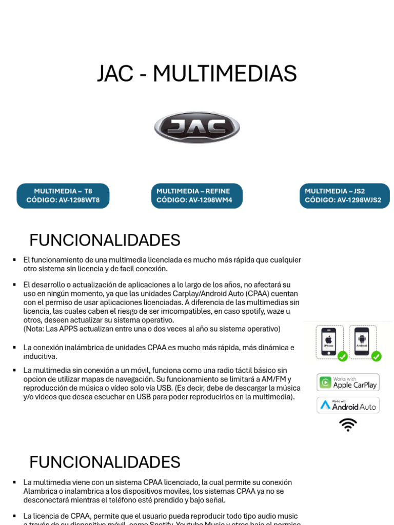 Instrucciones para Car Multimedia JAC | PDF | Multimedia | Informática