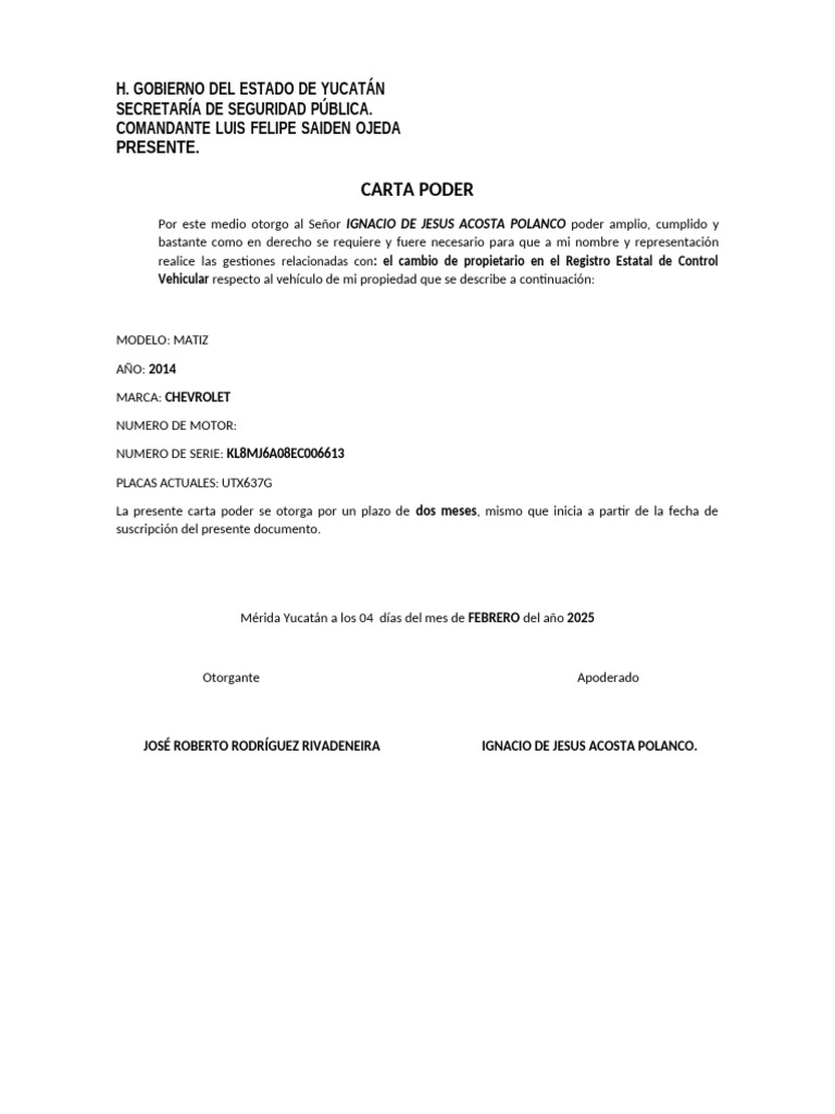 Carta Poder Pedro Aguilar Dionicio | PDF