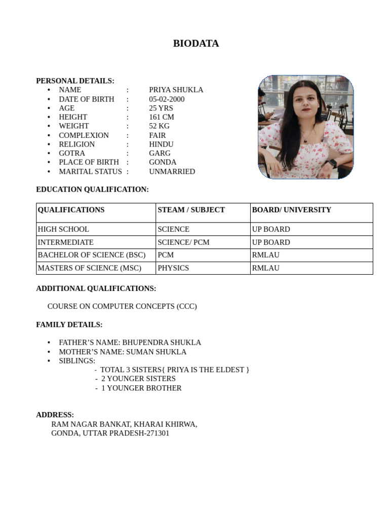 Biodata | PDF