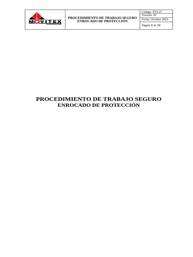 Procedimiento Seguro Enrocado Protección | PDF | Topografía