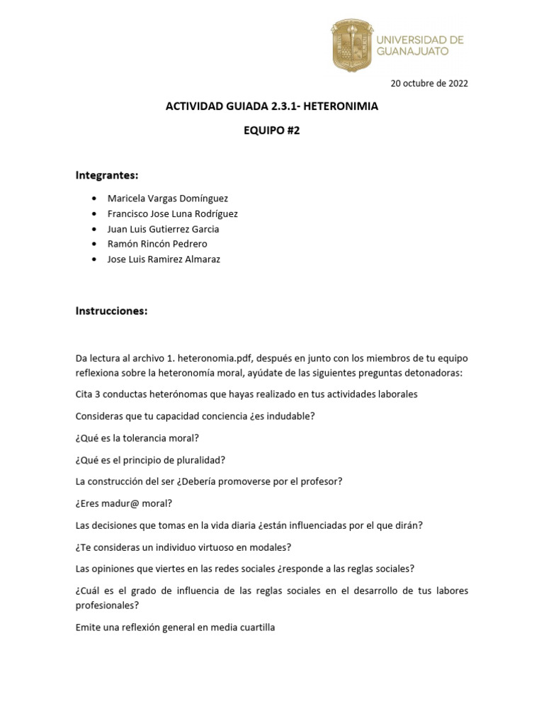 Reflexiones sobre Heteronomía Moral | PDF | Moralidad | Ciencias del ...
