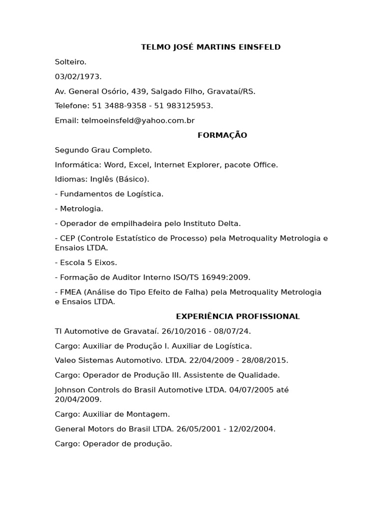 Telmo Curriculo | PDF