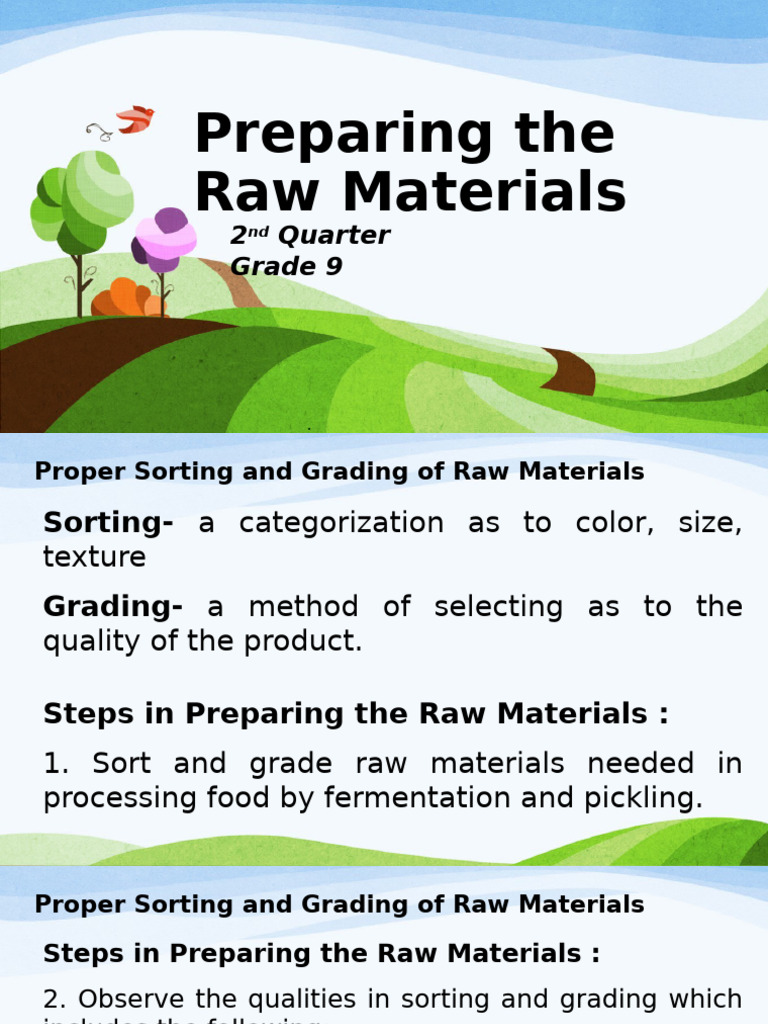 Week 6 Preparing The Raw Materials | PDF | Pickling | Food Industry