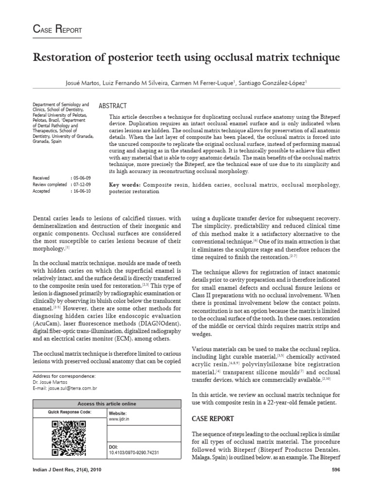 Restoration of Posterior Teeth Using Occlusal.27 | PDF | Tooth Enamel ...
