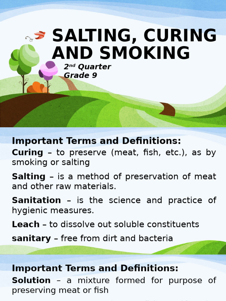 Week 4 Salting Curing and Smoking | PDF | Curing (Food Preservation ...