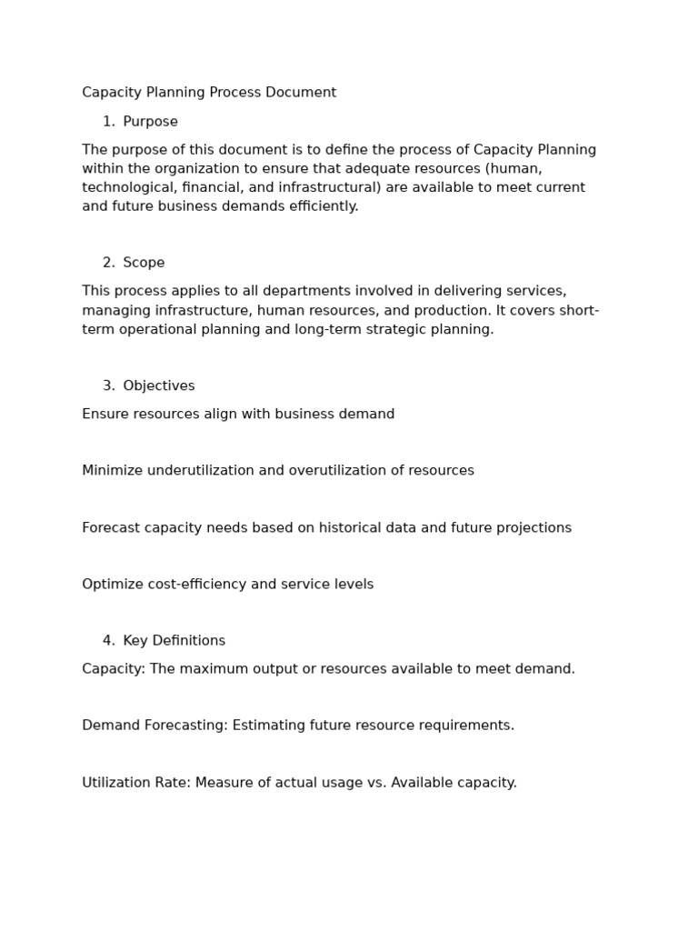 Capacity Planning Process Overview | PDF