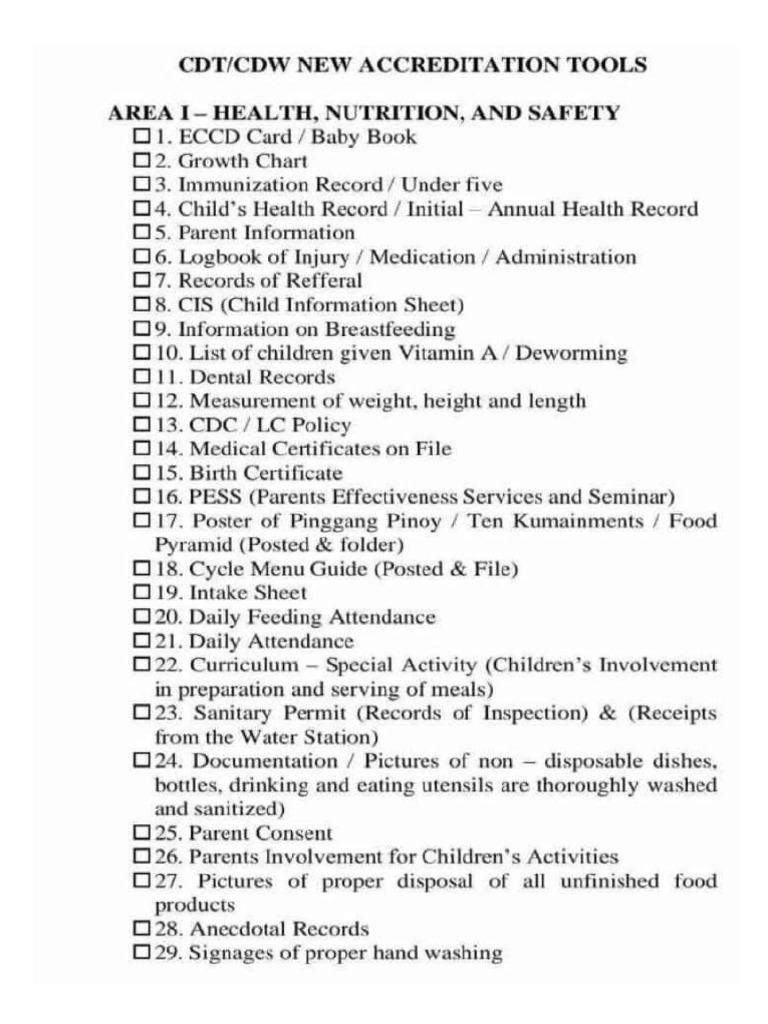 Checklist For Accreditation | PDF