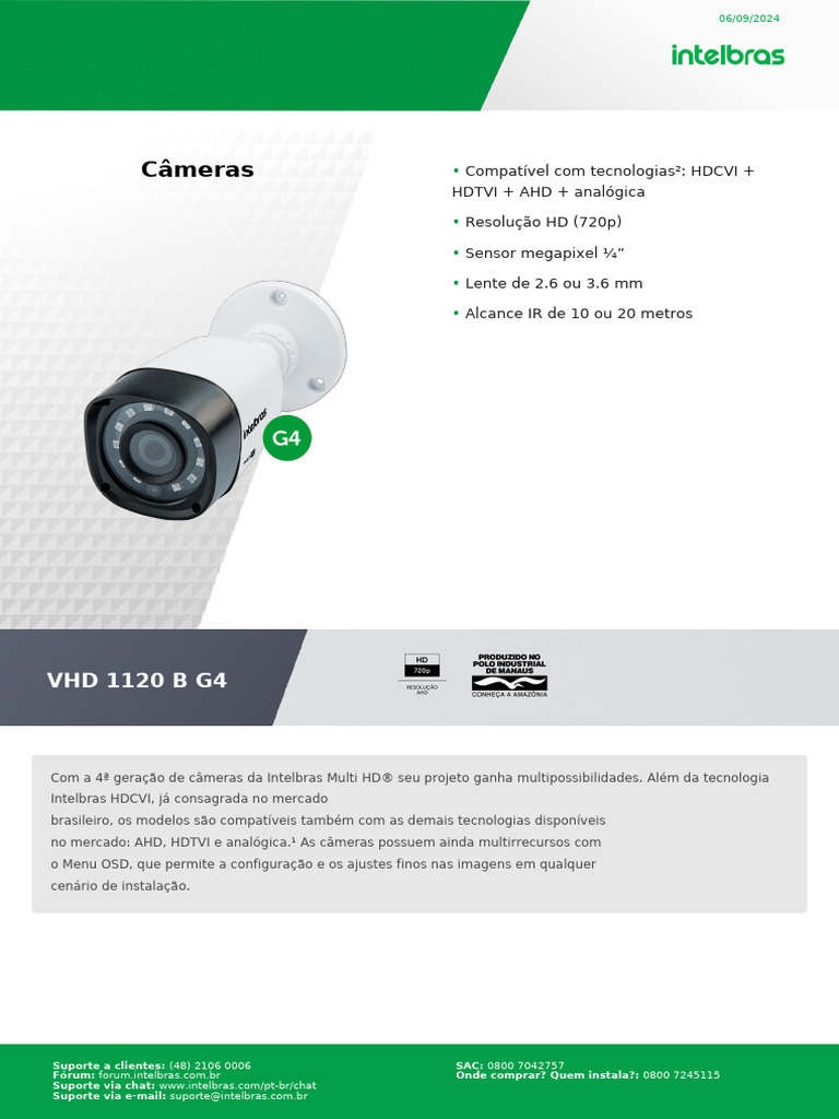 Câmera VHD 1120 B G4: Recursos e Compatibilidade | PDF