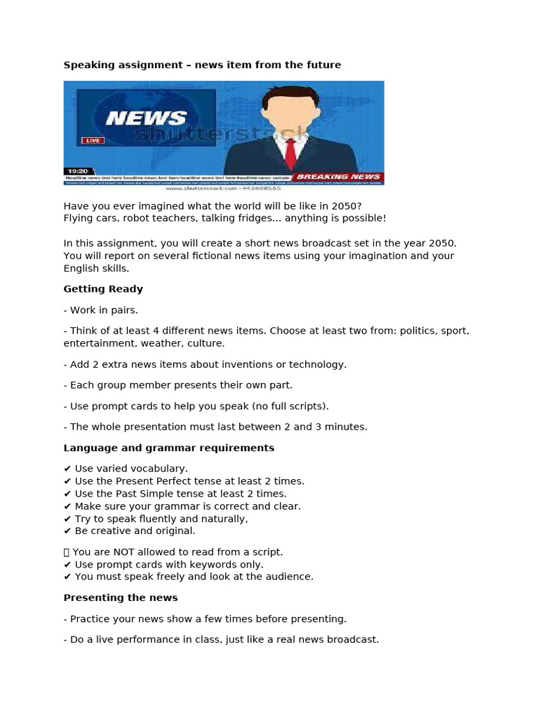 Future News Broadcast Assignment 2050 | PDF