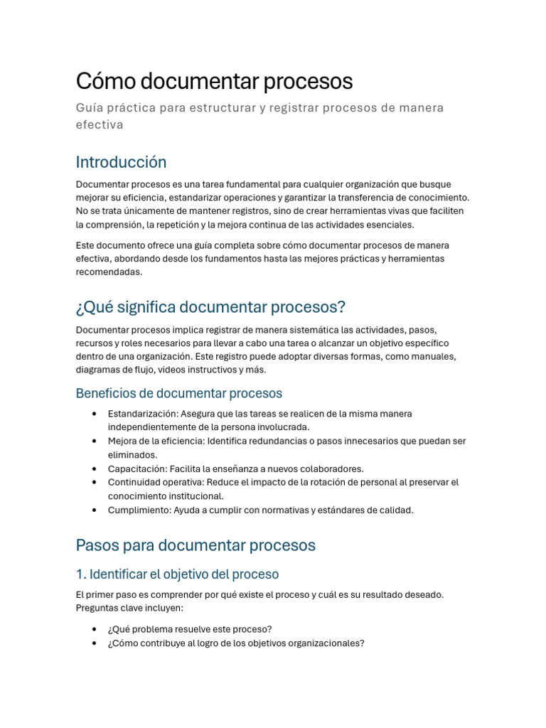 Cómo Documentar Procesos de Una Manera Facil - Jhurtado | PDF | Información