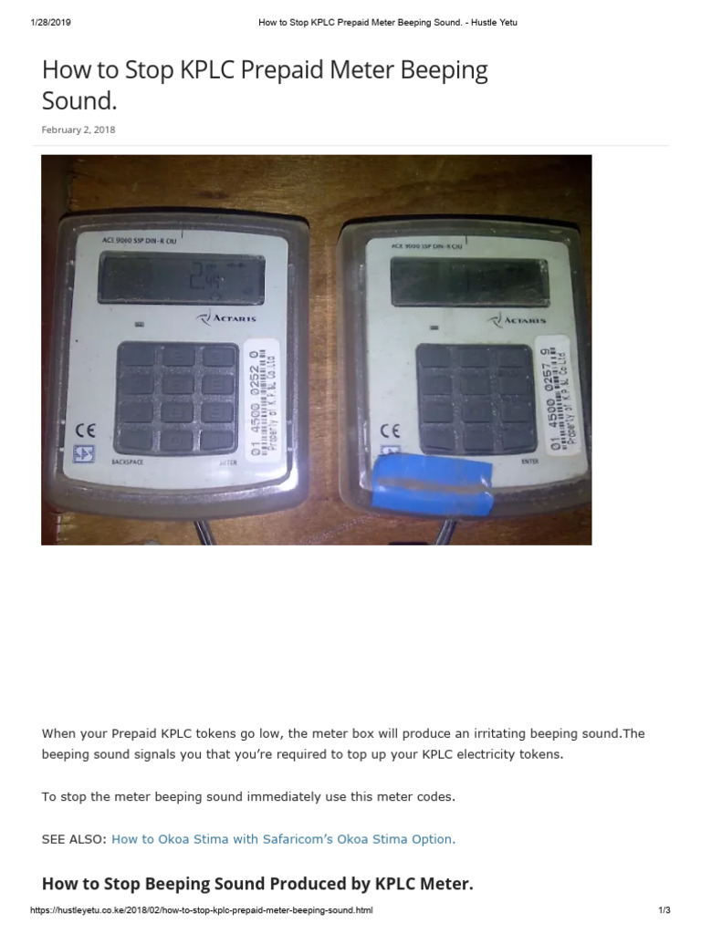 How To Stop KPLC Prepaid Meter Beeping Sound. - Hustle Yetu | PDF