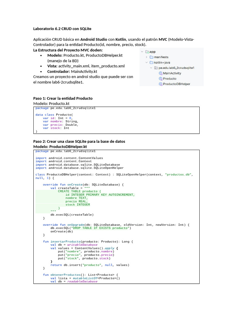 Laboratorio 6-2 CRUD SQLite 1 | PDF | Software | Recuperación de ...