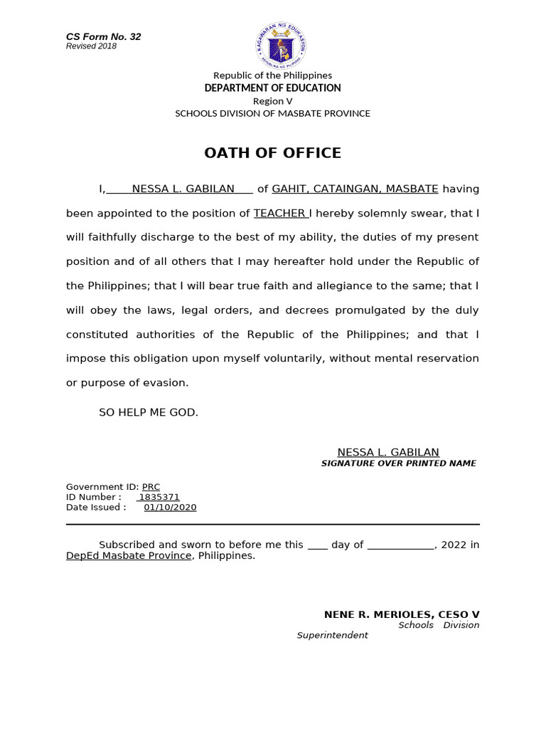 Blank Oath of Office | PDF