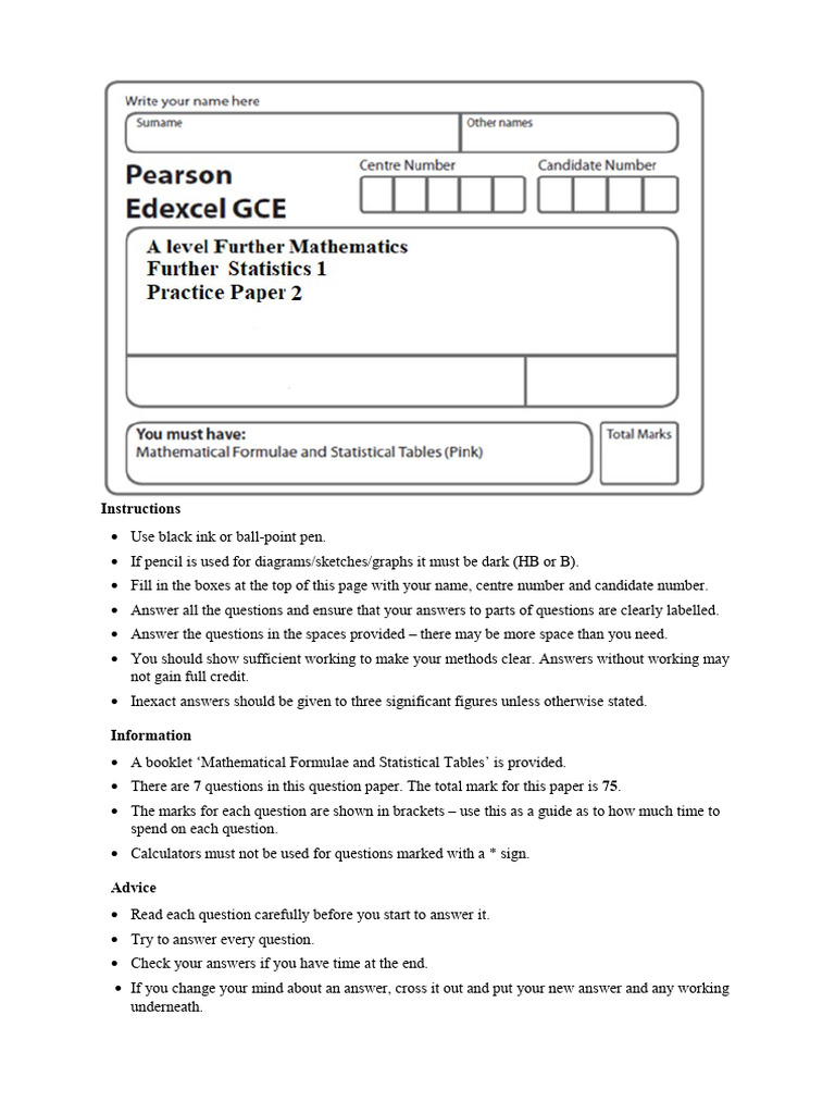 9FM0-3B Further Statistics 1 - Practice Paper 2 - For Students PDF ...