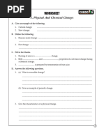 Class7 Physical Chemical Changes Worksheet | PDF