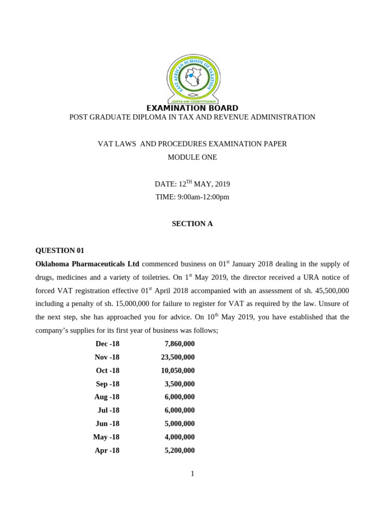 VAT Laws and Procedures Exam Paper | PDF | Value Added Tax | Taxes