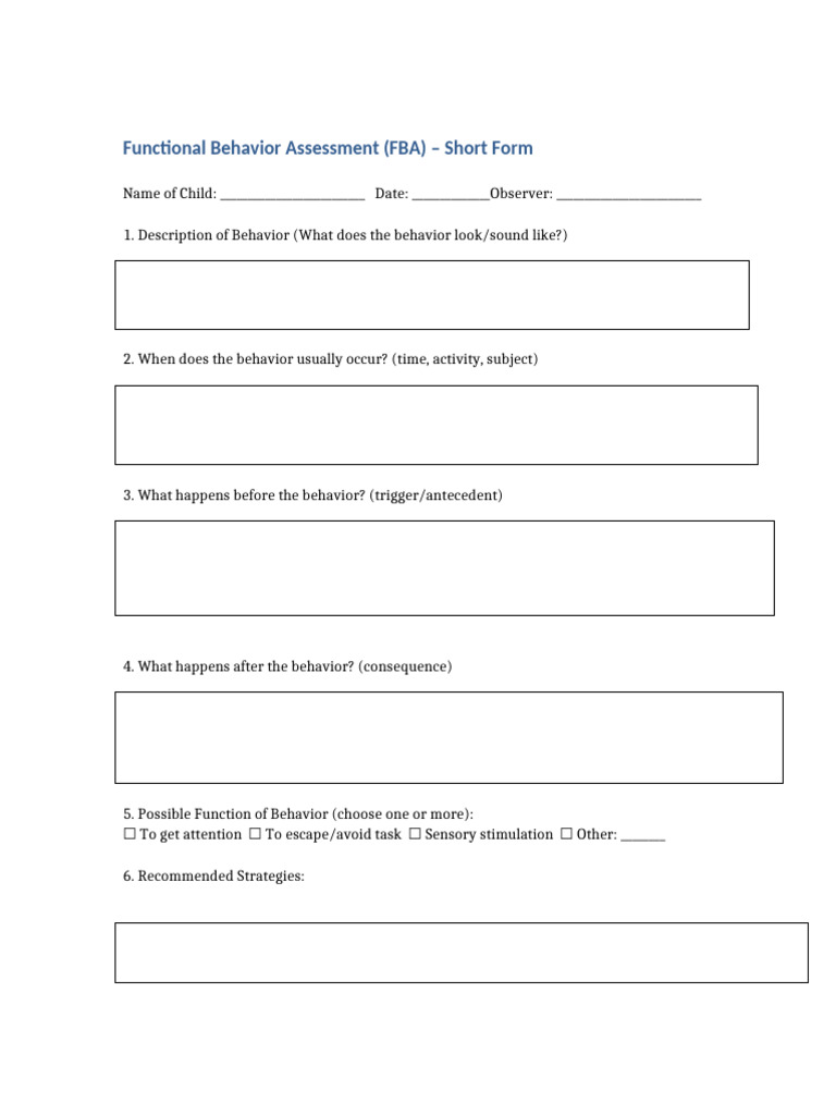 Functional Behavior Assessment | PDF