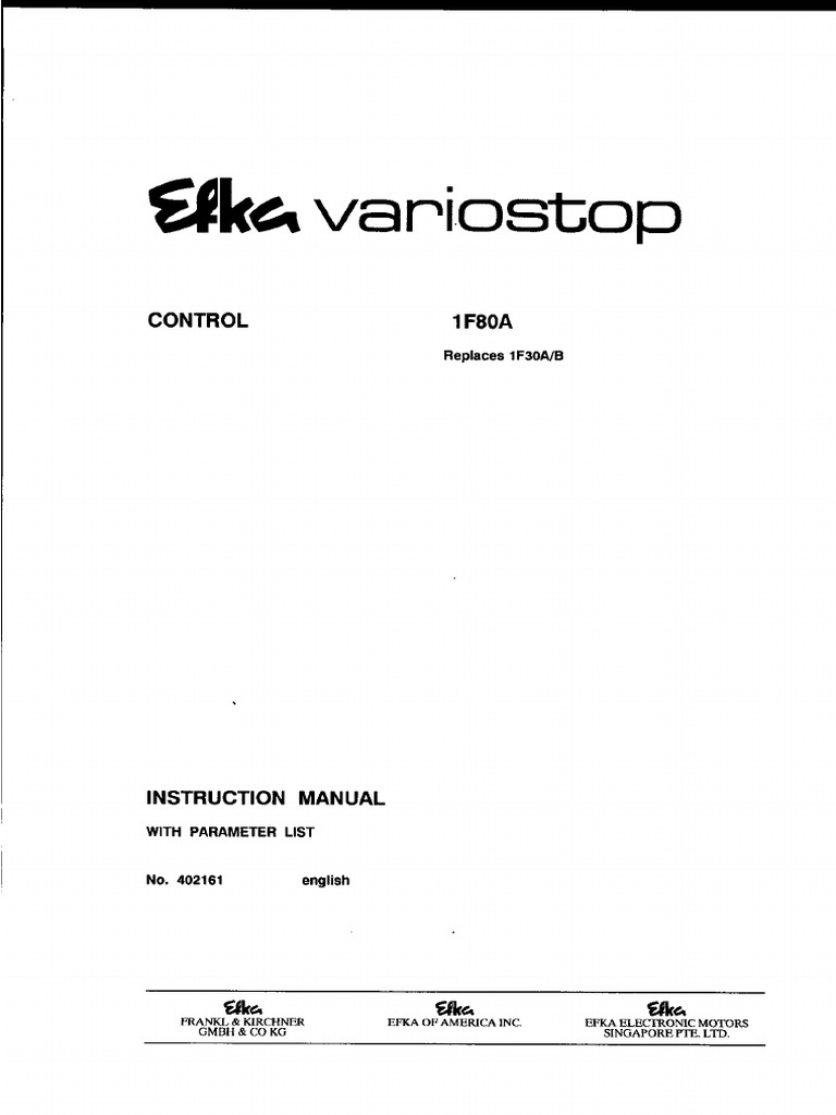 Efka 1F80A EN19950920 | PDF