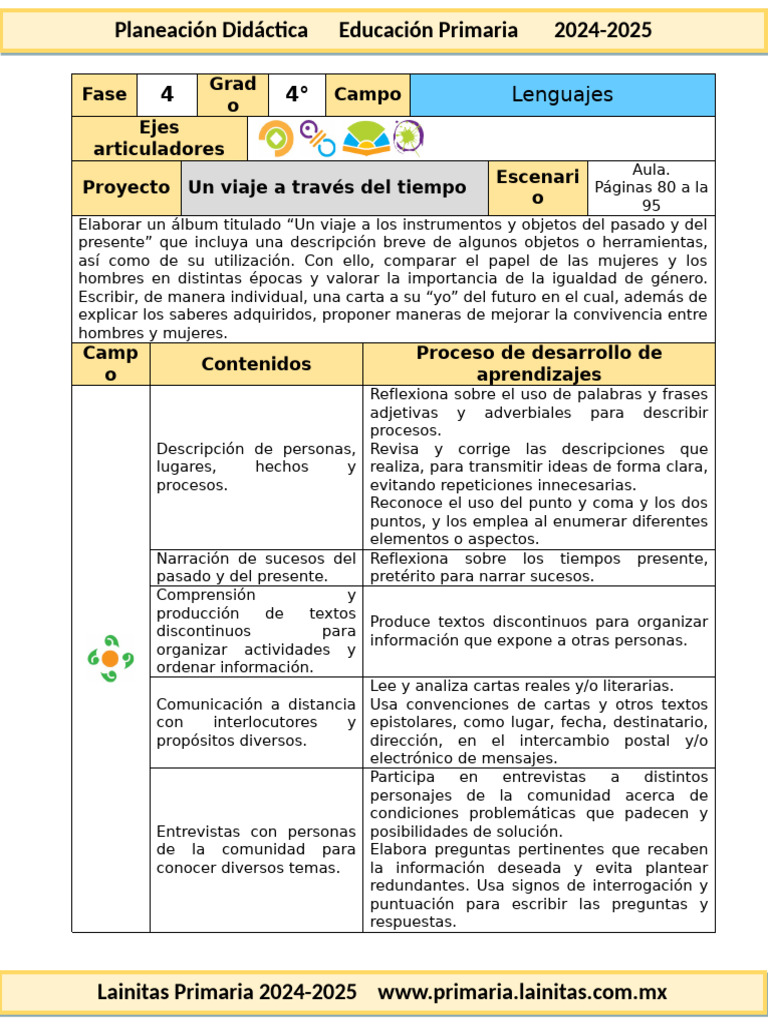 Proyecto: Un viaje a través del tiempo | PDF | Verbo | Salón de clases