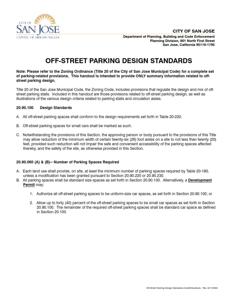 Off-Street Parking Design Standards | PDF | Government | Transport