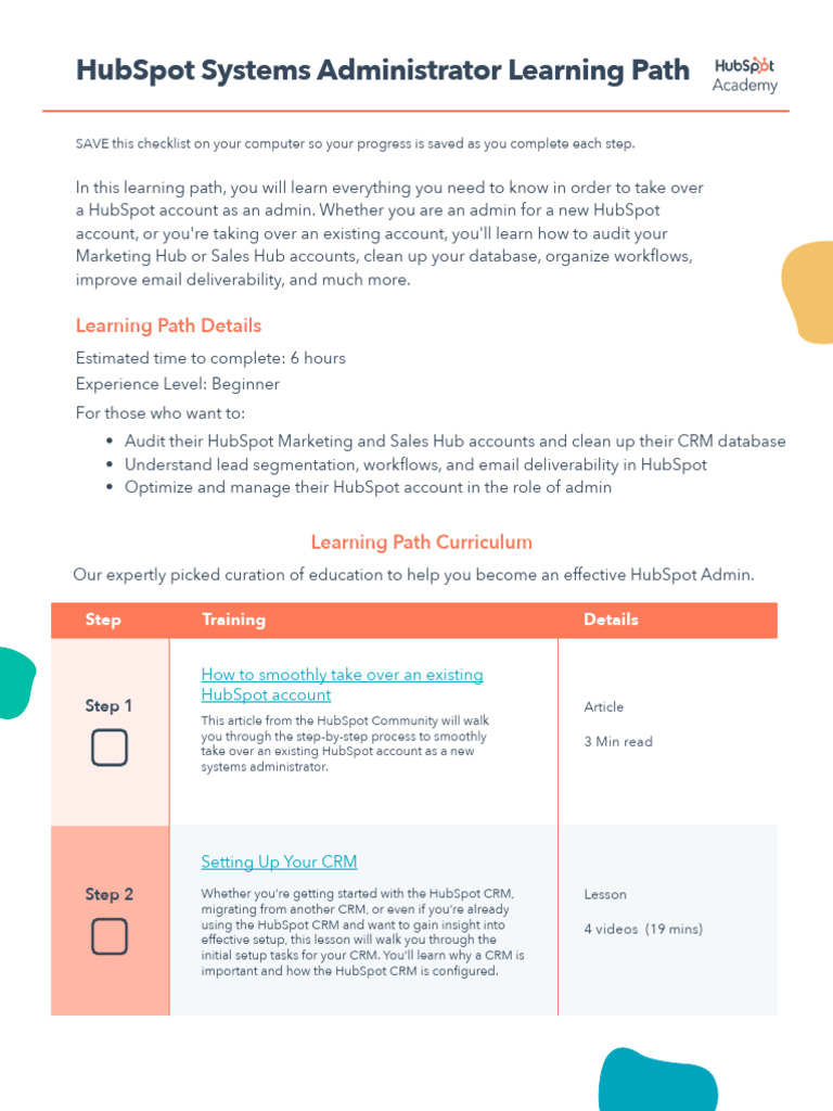 HubSpot Admin Training Guide | PDF | Customer Relationship Management ...