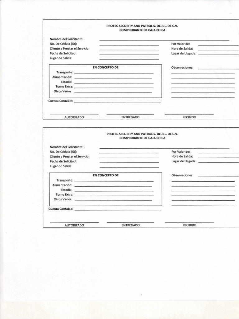 Plantilla Recibo de Caja Chica | PDF