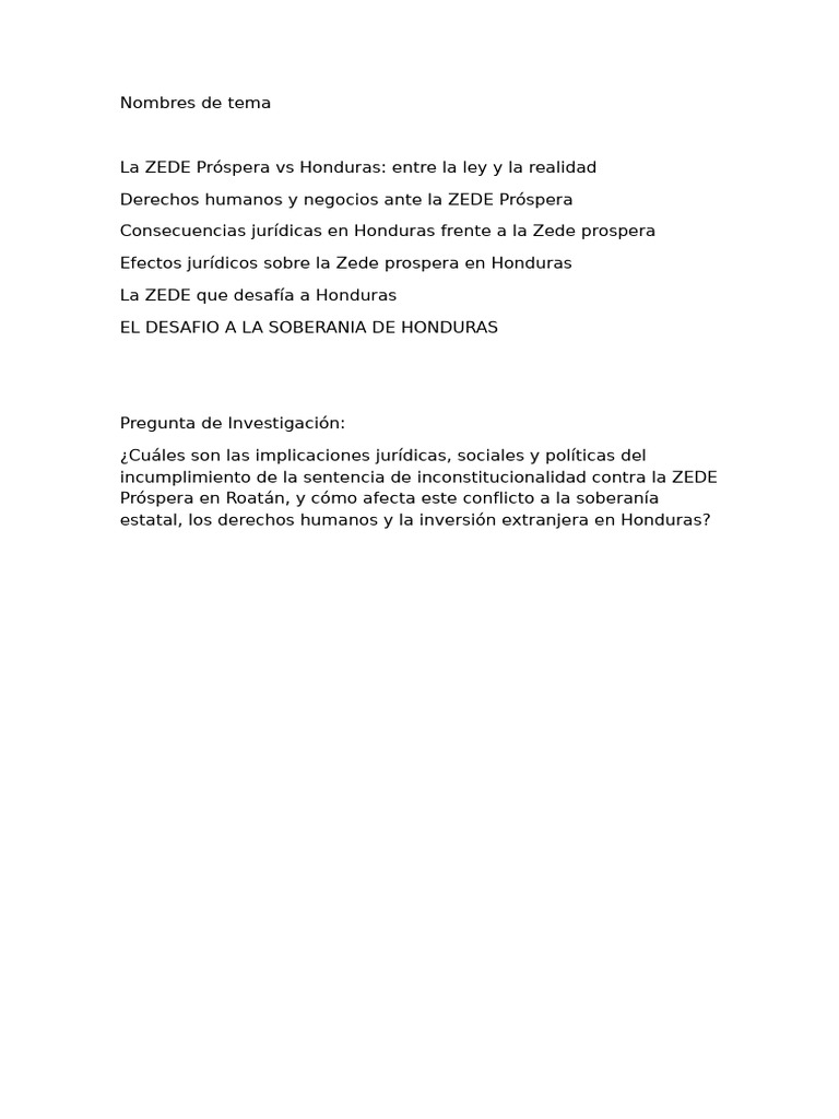Zede Prospera | PDF | Honduras | Constitución