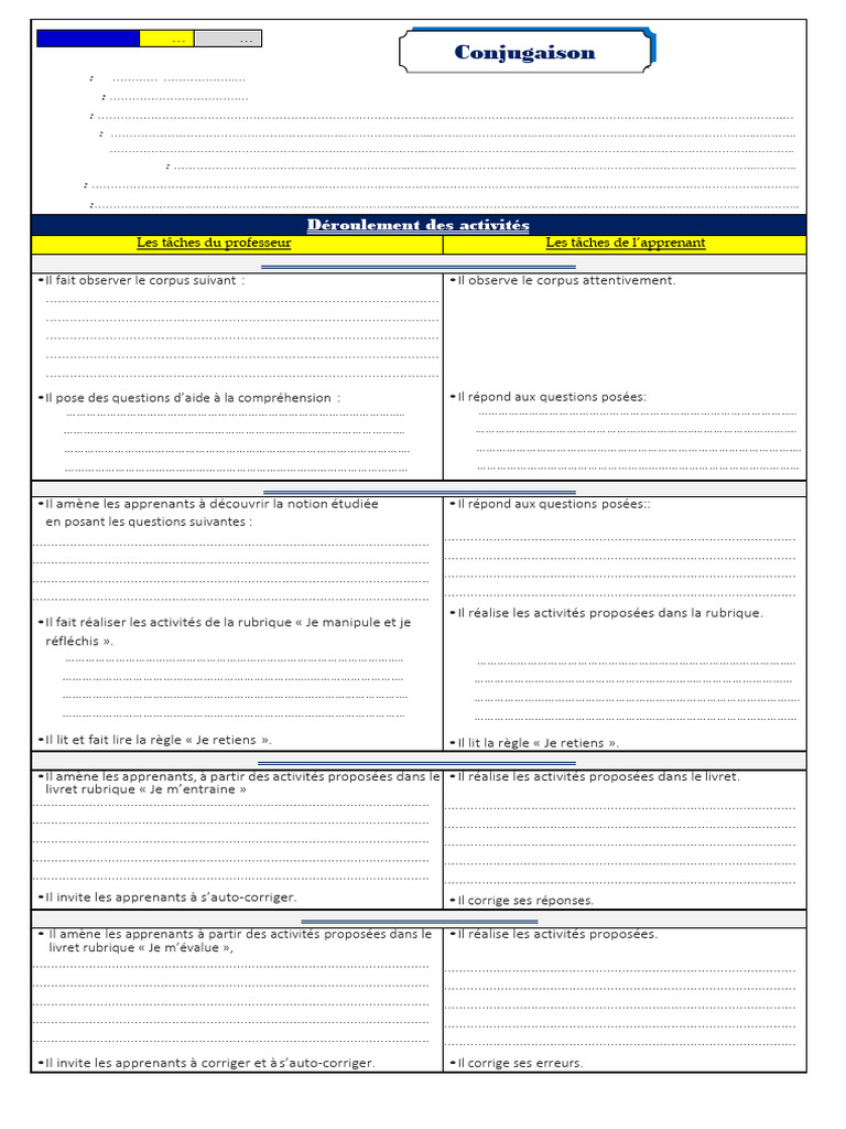 Fiche Type Conjugaison 4AEP OMAR SERHANI | PDF