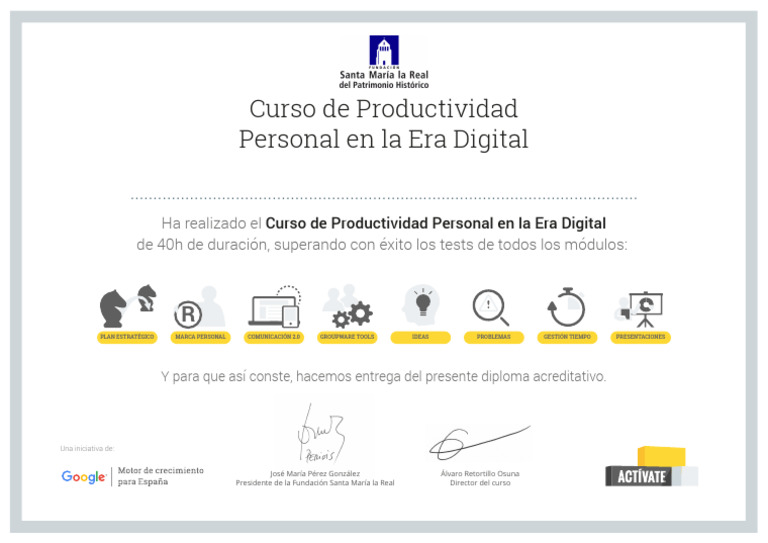Curso de Productividad Personal 40h | PDF