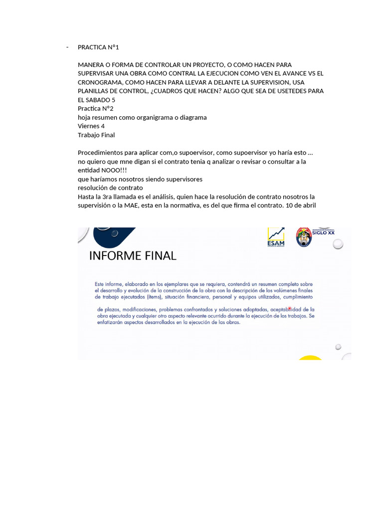 Supervisión de Proyectos: Control y Procedimientos | PDF