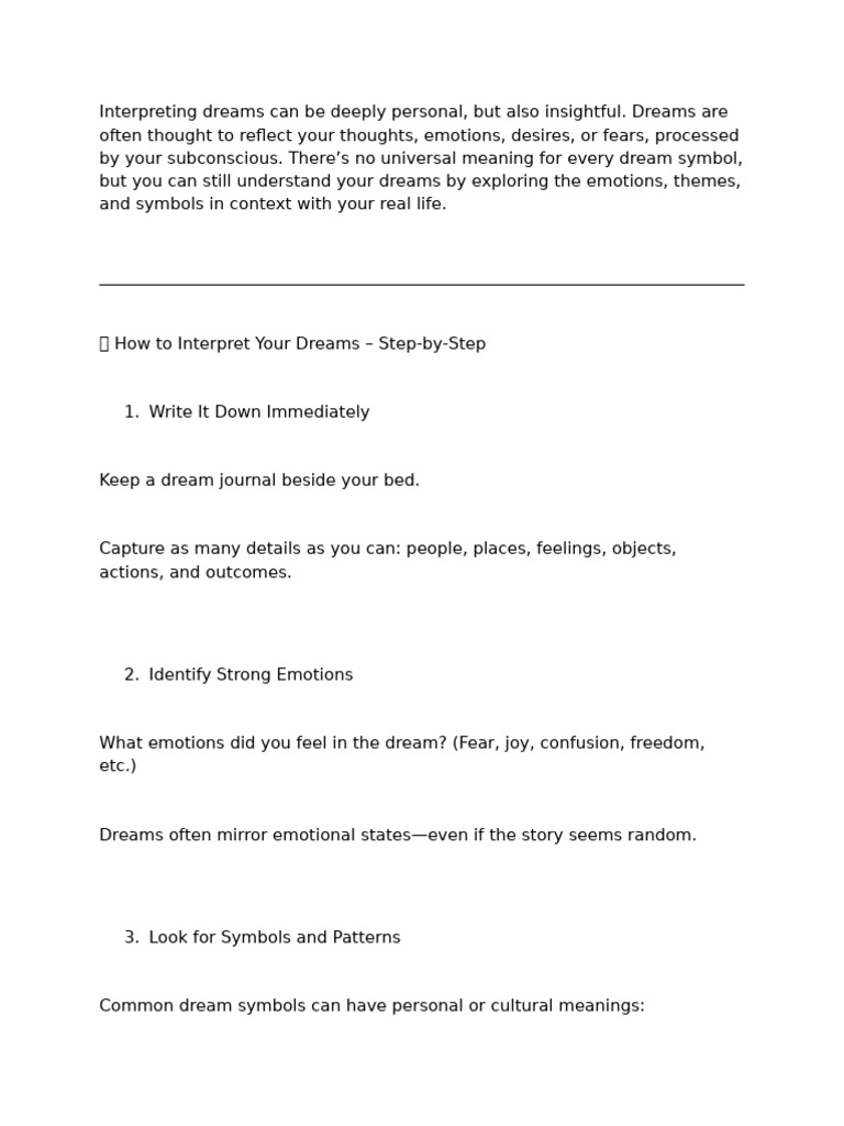 Dream Interpretation Guide PDF | PDF