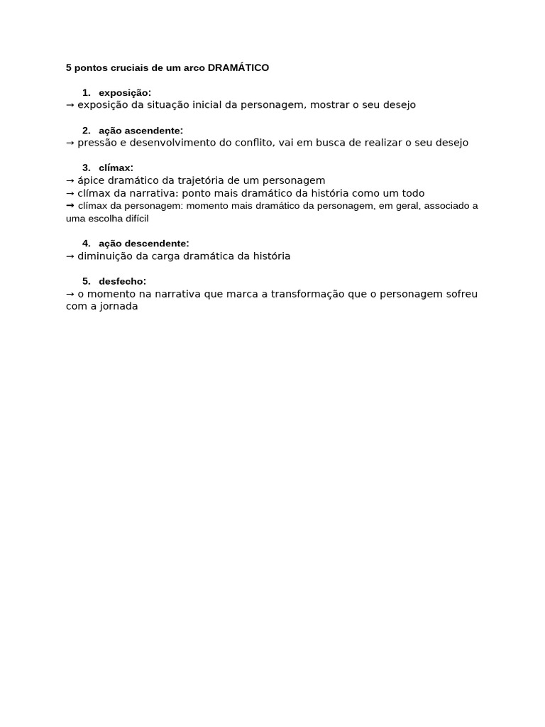 5 Elementos do Arco Dramático | PDF